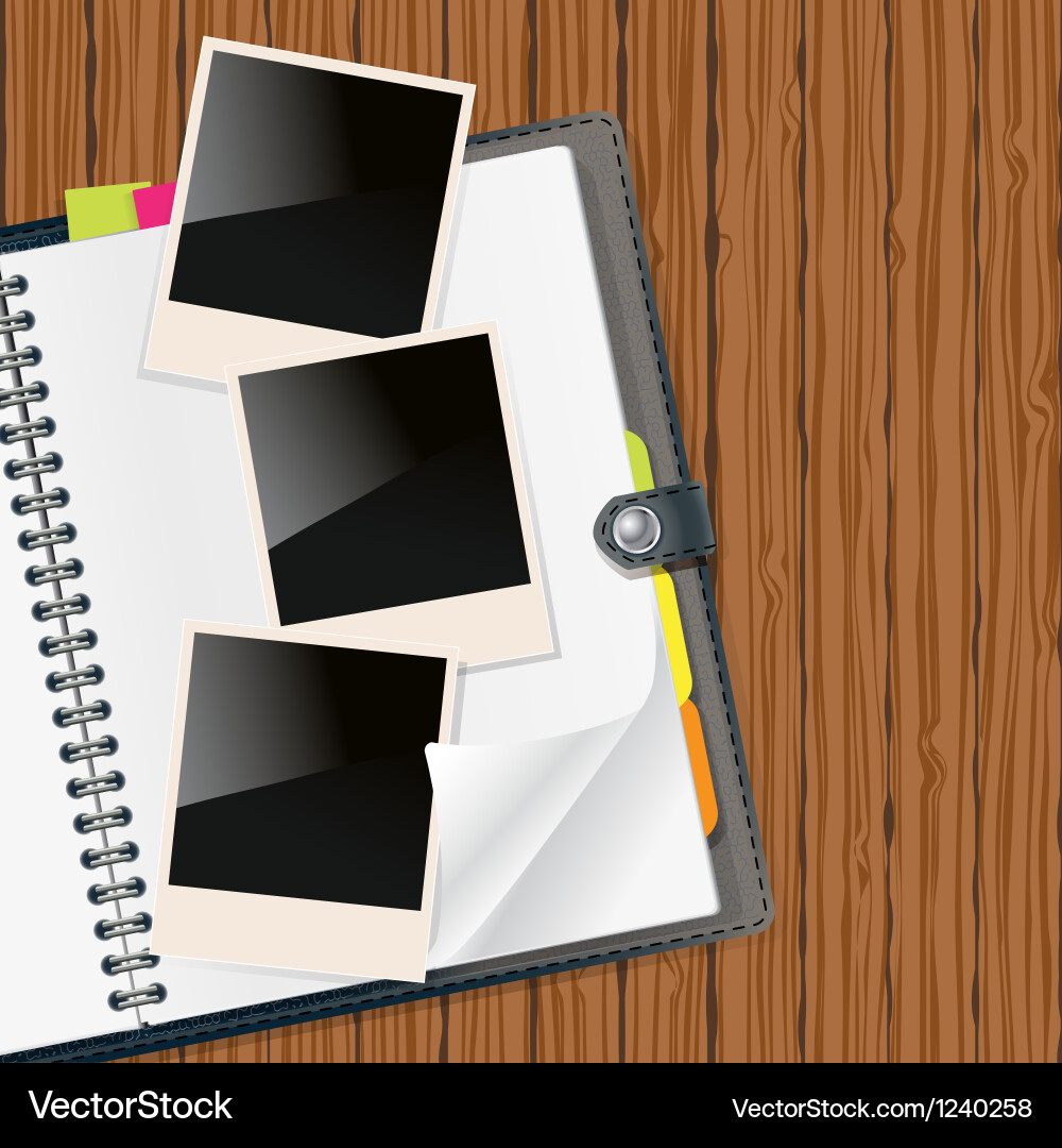 Retro Diary with Photos Royalty Free Vector Image