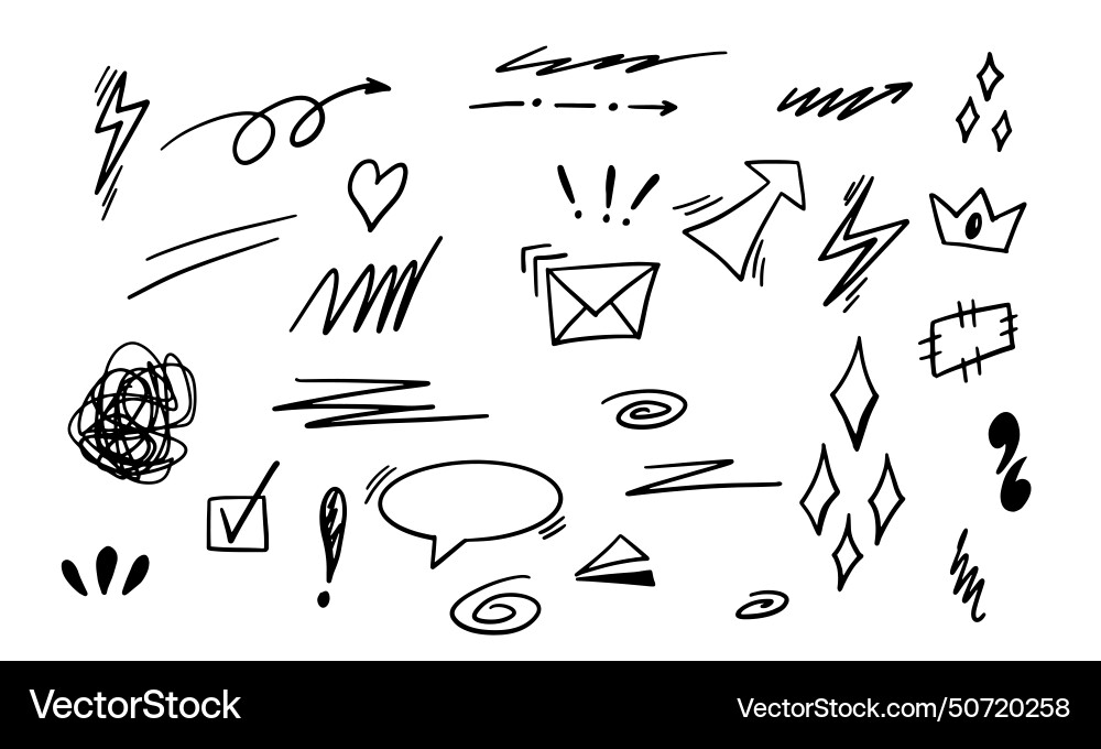 Set of different hand drawn doodles Royalty Free Vector