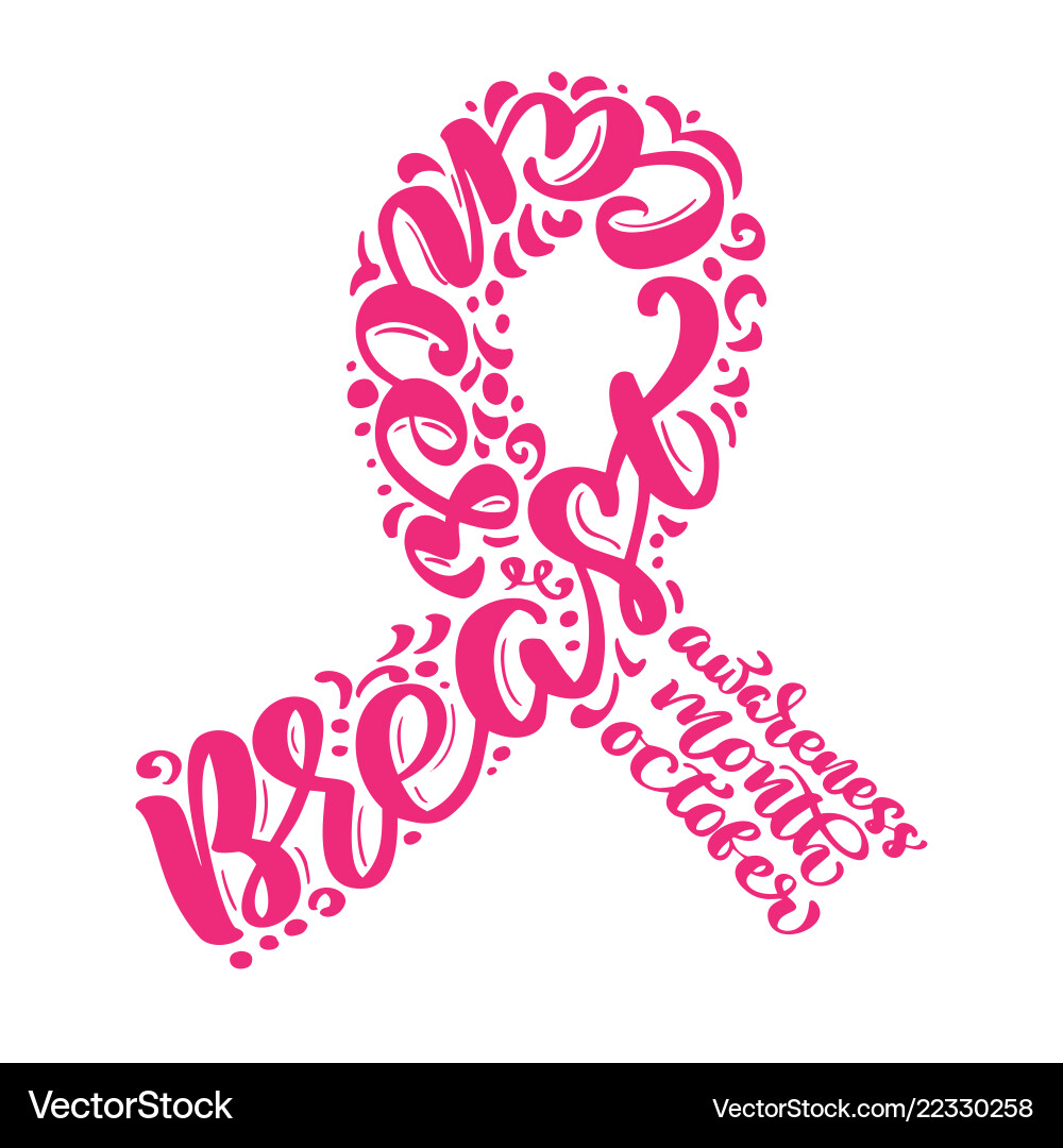 Stylized pink ribbon with quote breast Royalty Free Vector