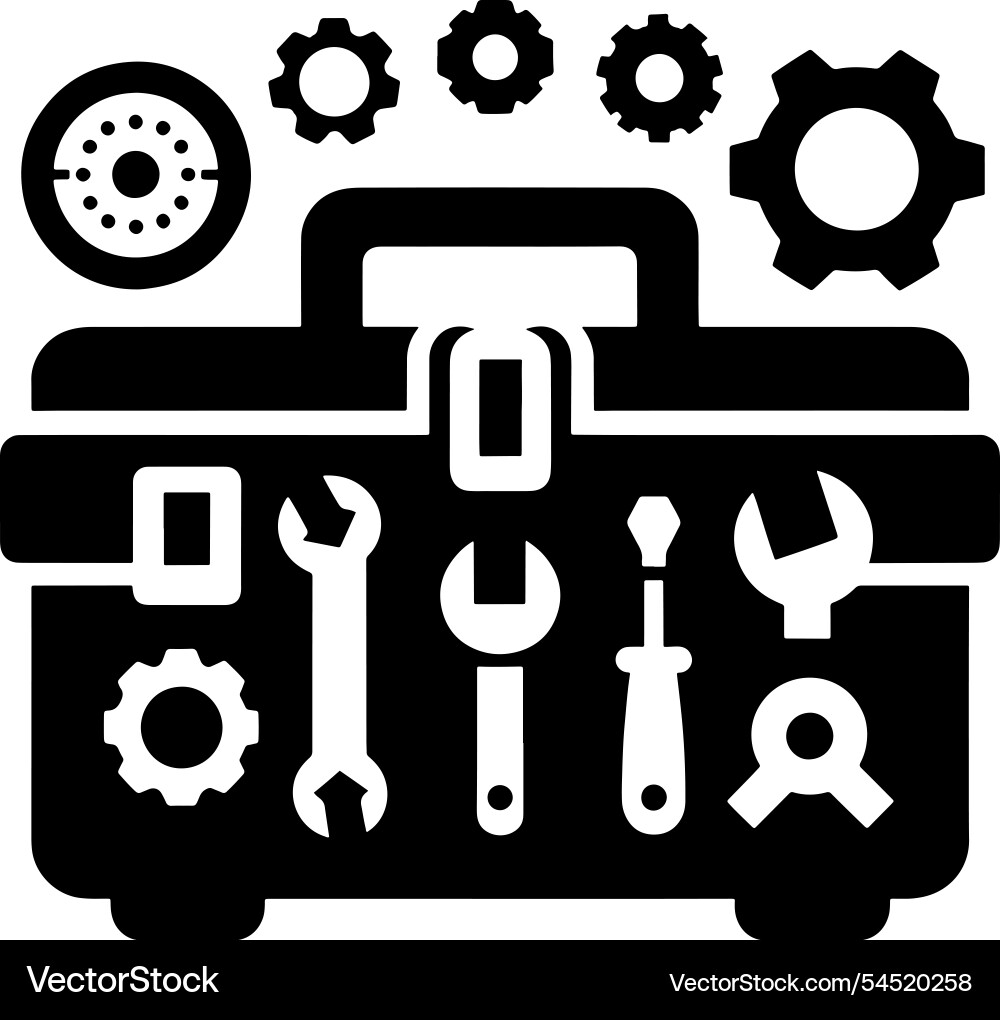 Toolbox with tools and gears Royalty Free Vector Image