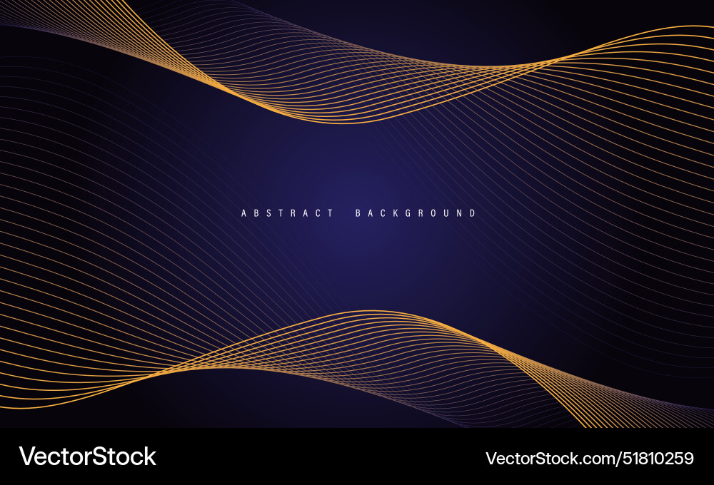 Abstract yellow line wave curve on blue design Vector Image
