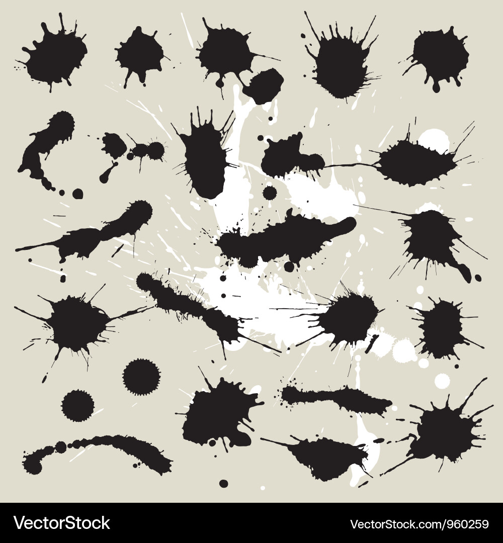 Big set of black ink stains Royalty Free Vector Image