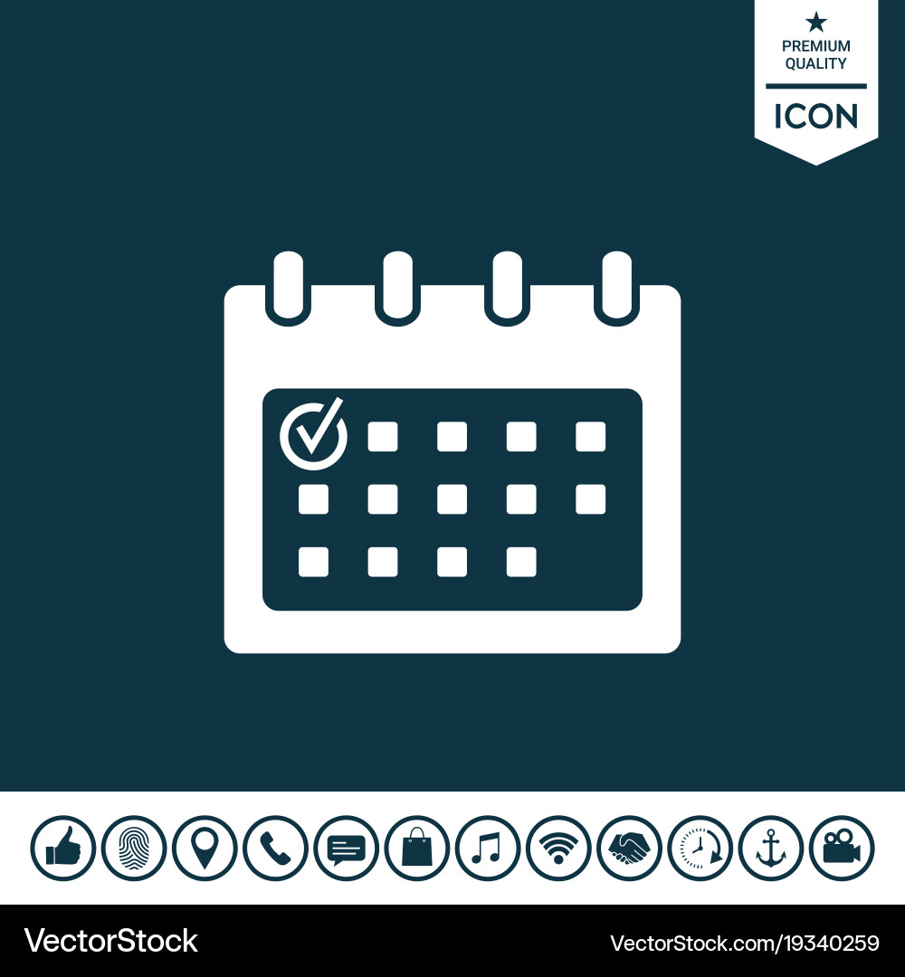 Calendar icon with check mark Royalty Free Vector Image