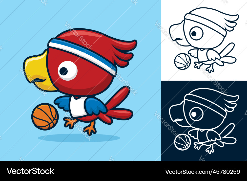 Cute bird playing basketball Royalty Free Vector Image