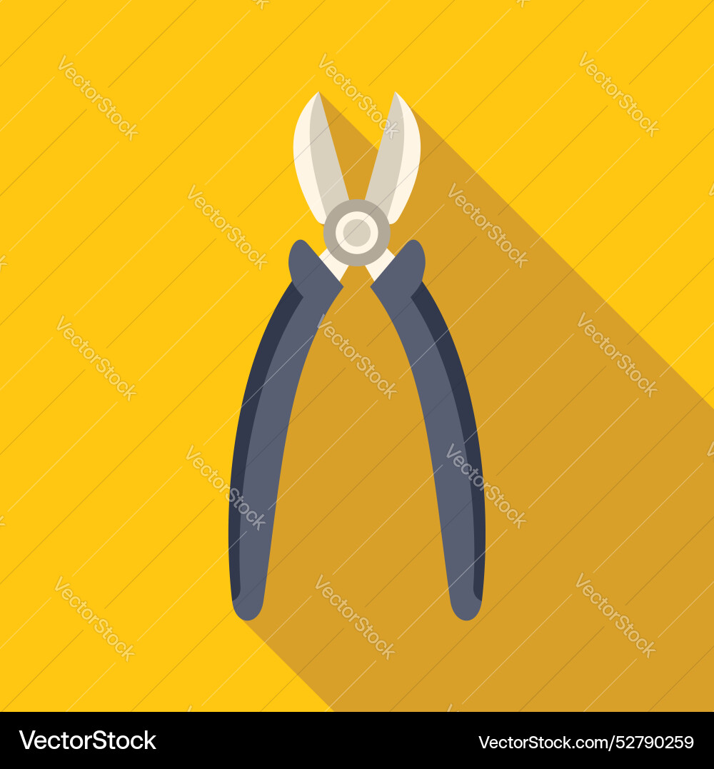 Diagonal pliers tool lying on yellow background Vector Image