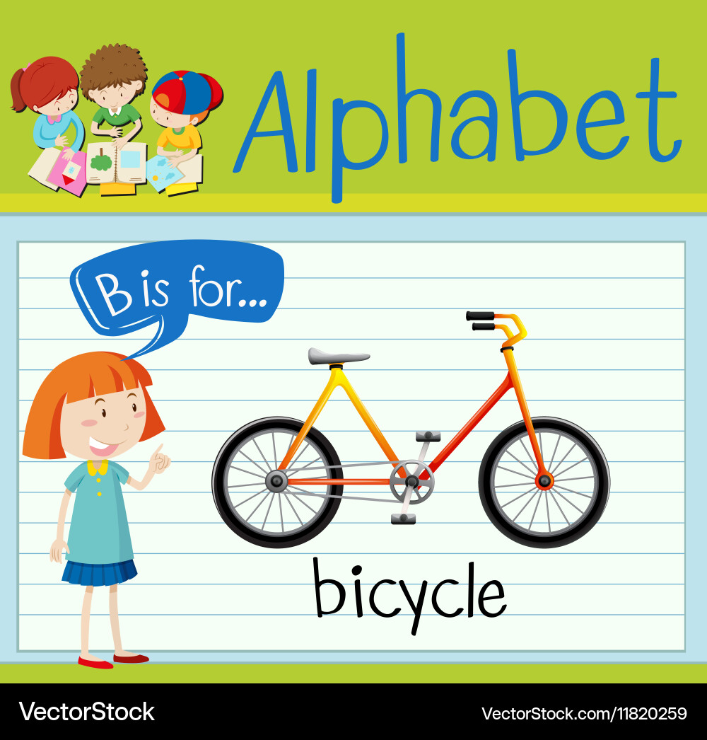 Flashcard letter b is for bicycle Royalty Free Vector Image