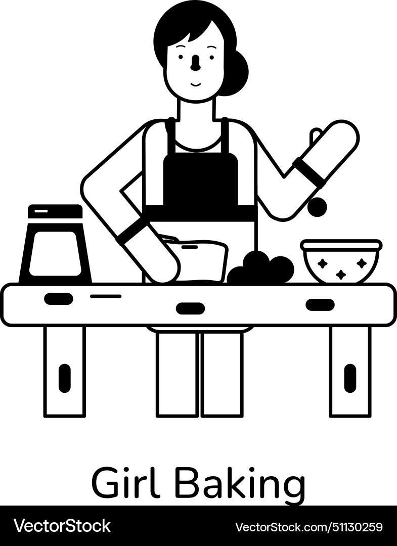 Girl baking Royalty Free Vector Image - VectorStock