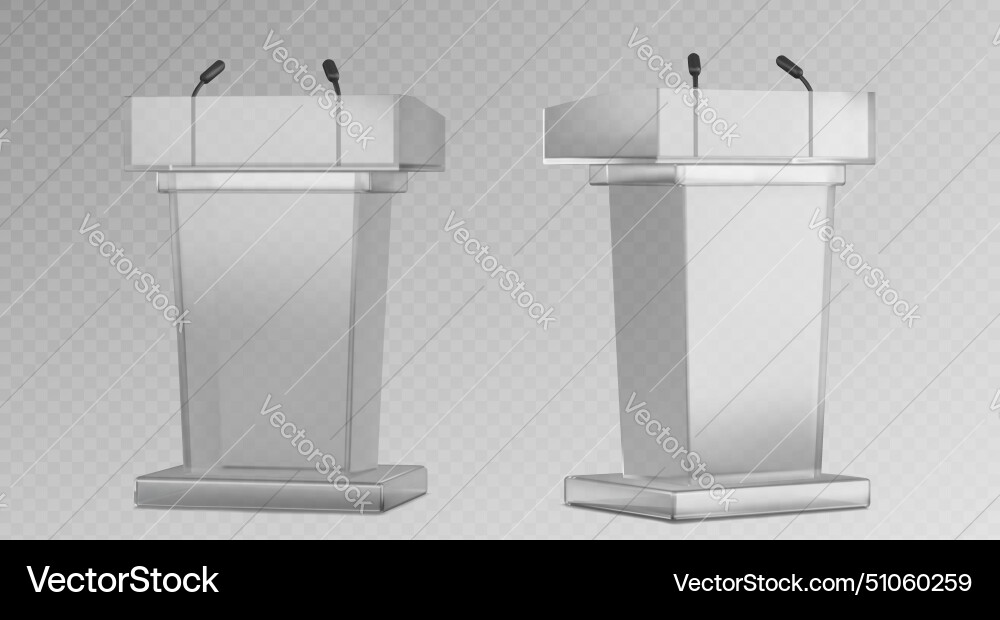 Glass transparent pulpit with microphone Vector Image