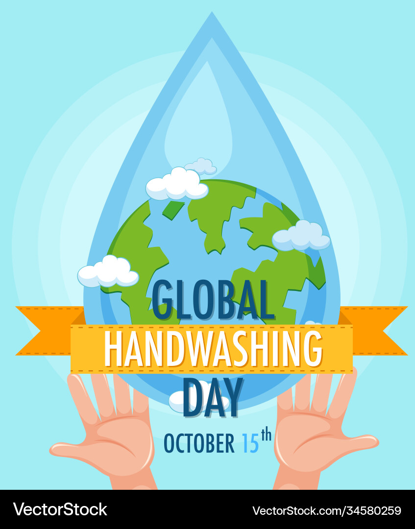 Global hand washing day logo with hands and globe Vector Image
