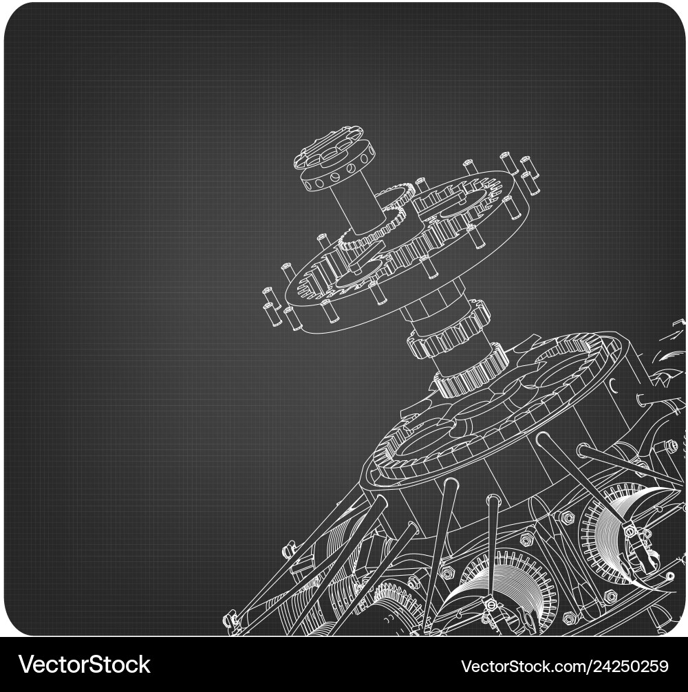Radial Engine Blueprint Royalty Free Vector Image