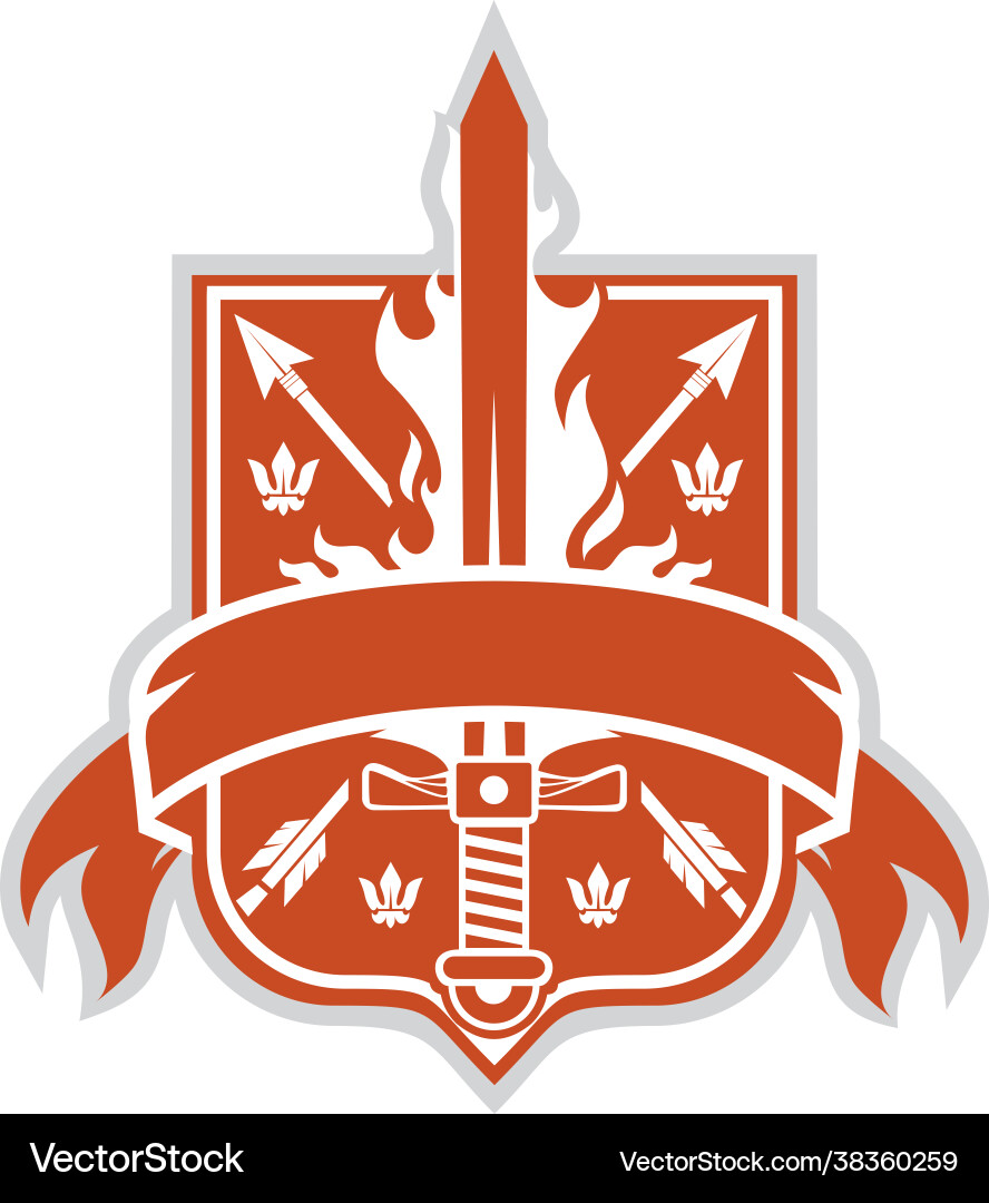 Shield sword and arrows Royalty Free Vector Image