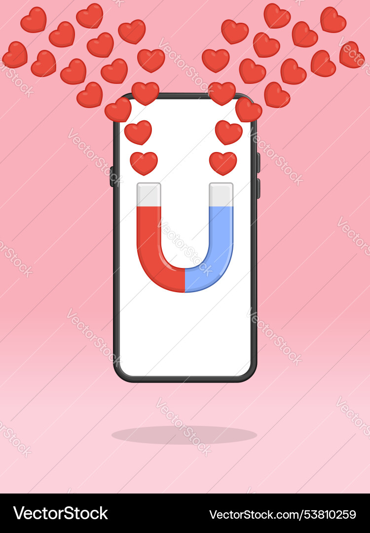 Smartphone magnet pulling heart love attraction Vector Image