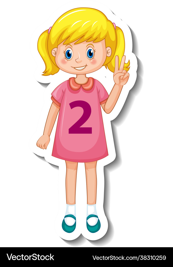 Sticker template with a girl in standing pose Vector Image