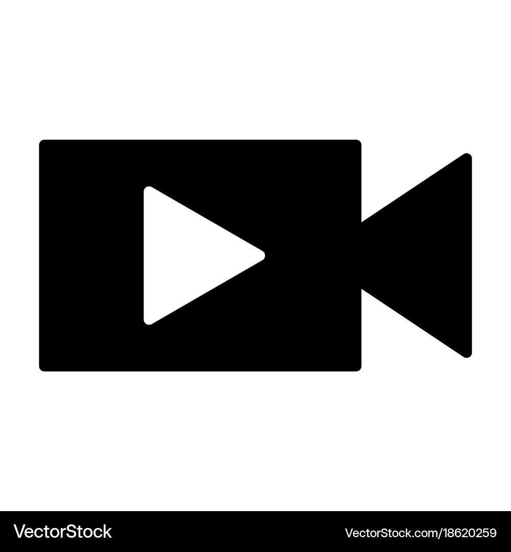 Video camera with play button silhouette icon Vector Image