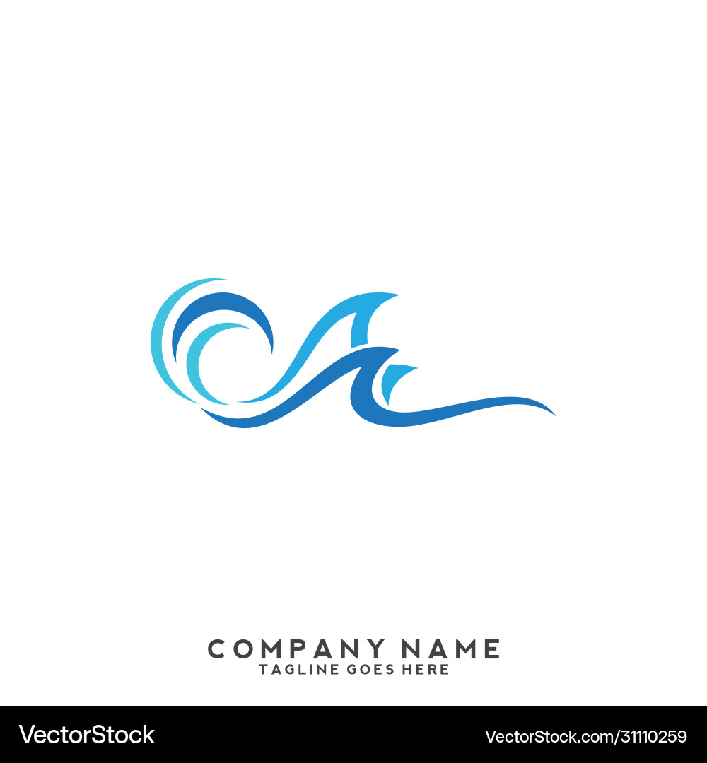 Water wave symbol and icon logo template Vector Image