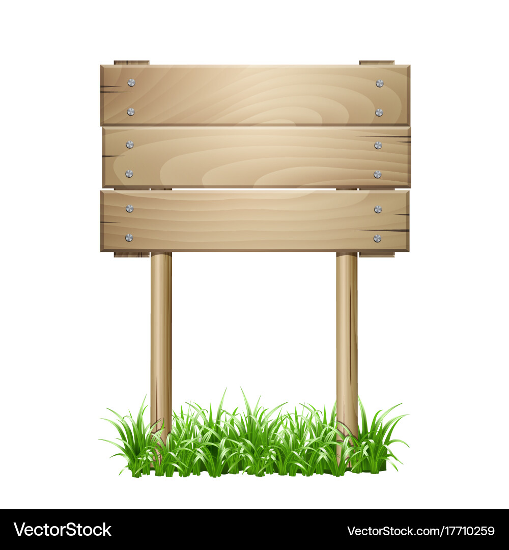 Wooden signboard in a grass Royalty Free Vector Image