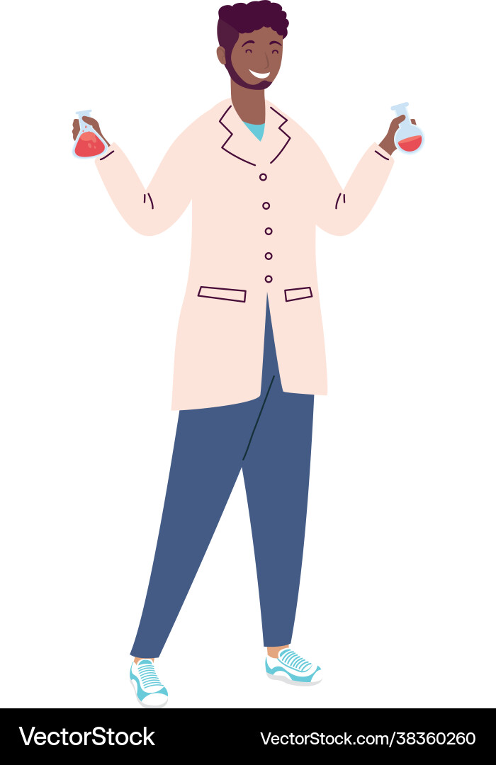 Afro scientist character Royalty Free Vector Image