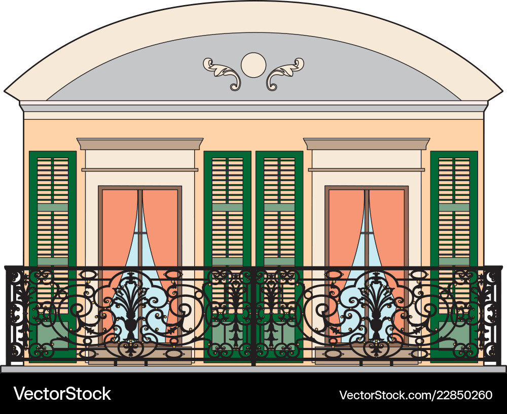 Balcony with two windows Royalty Free Vector Image