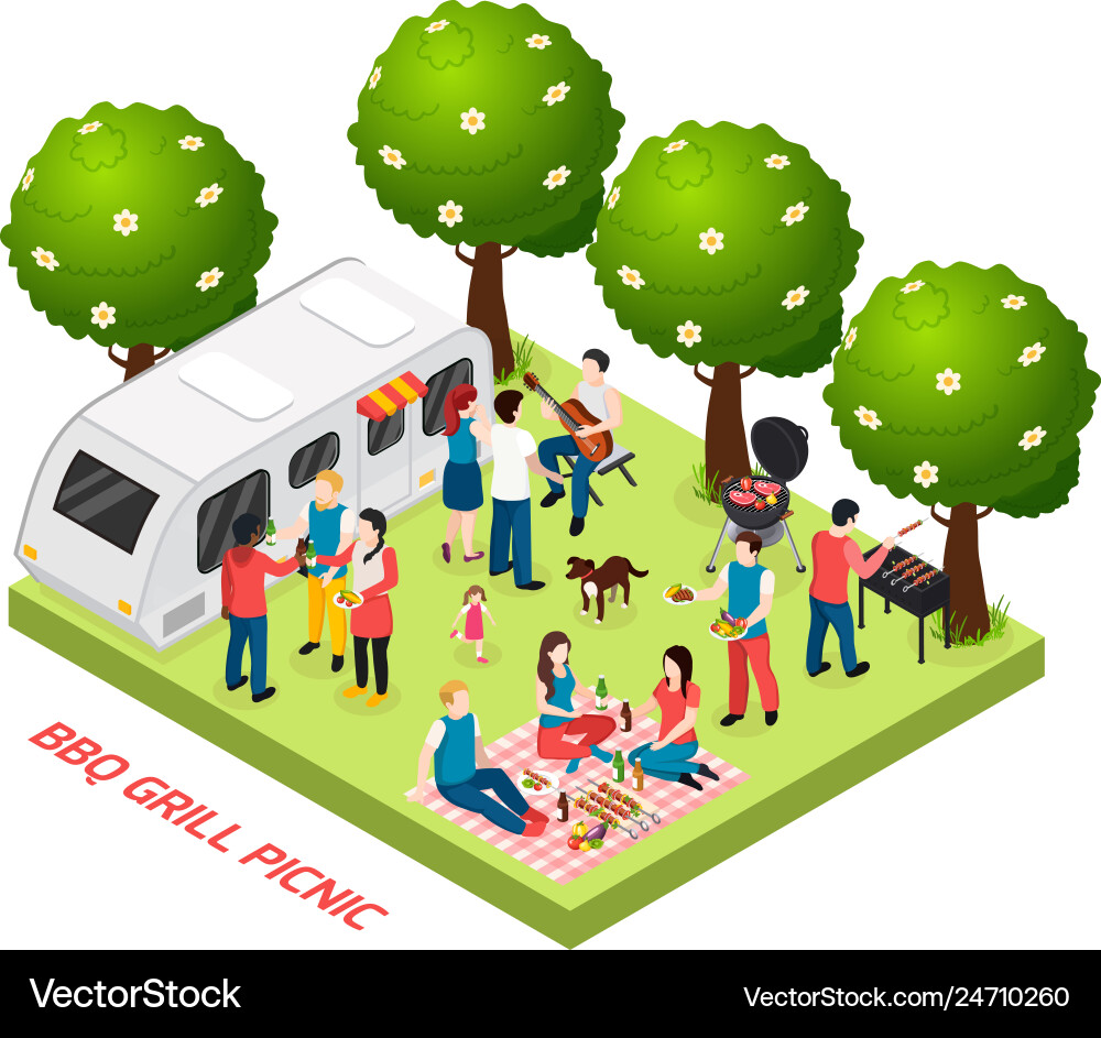 Bbq grill picnic composition Royalty Free Vector Image