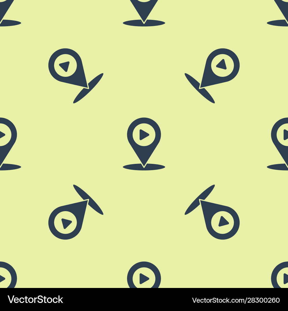Blue digital media play with pin location icon Vector Image