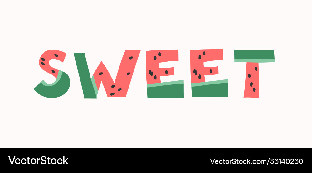 Cartoon funny watermelon font hand drawn fruit Vector Image