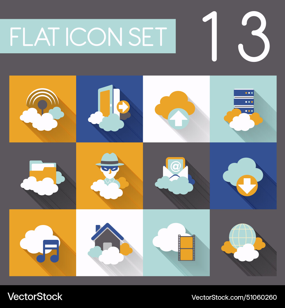Cloud network icon set Royalty Free Vector Image