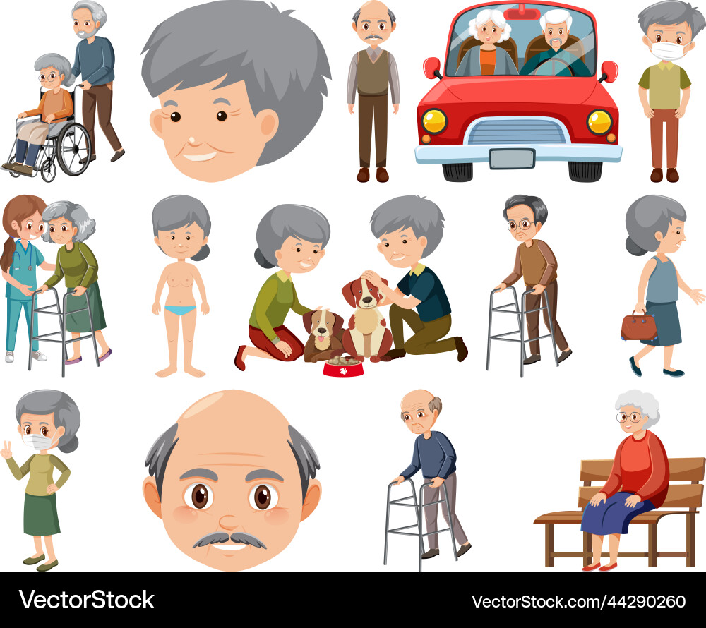 Collection of elderly people icons Royalty Free Vector Image