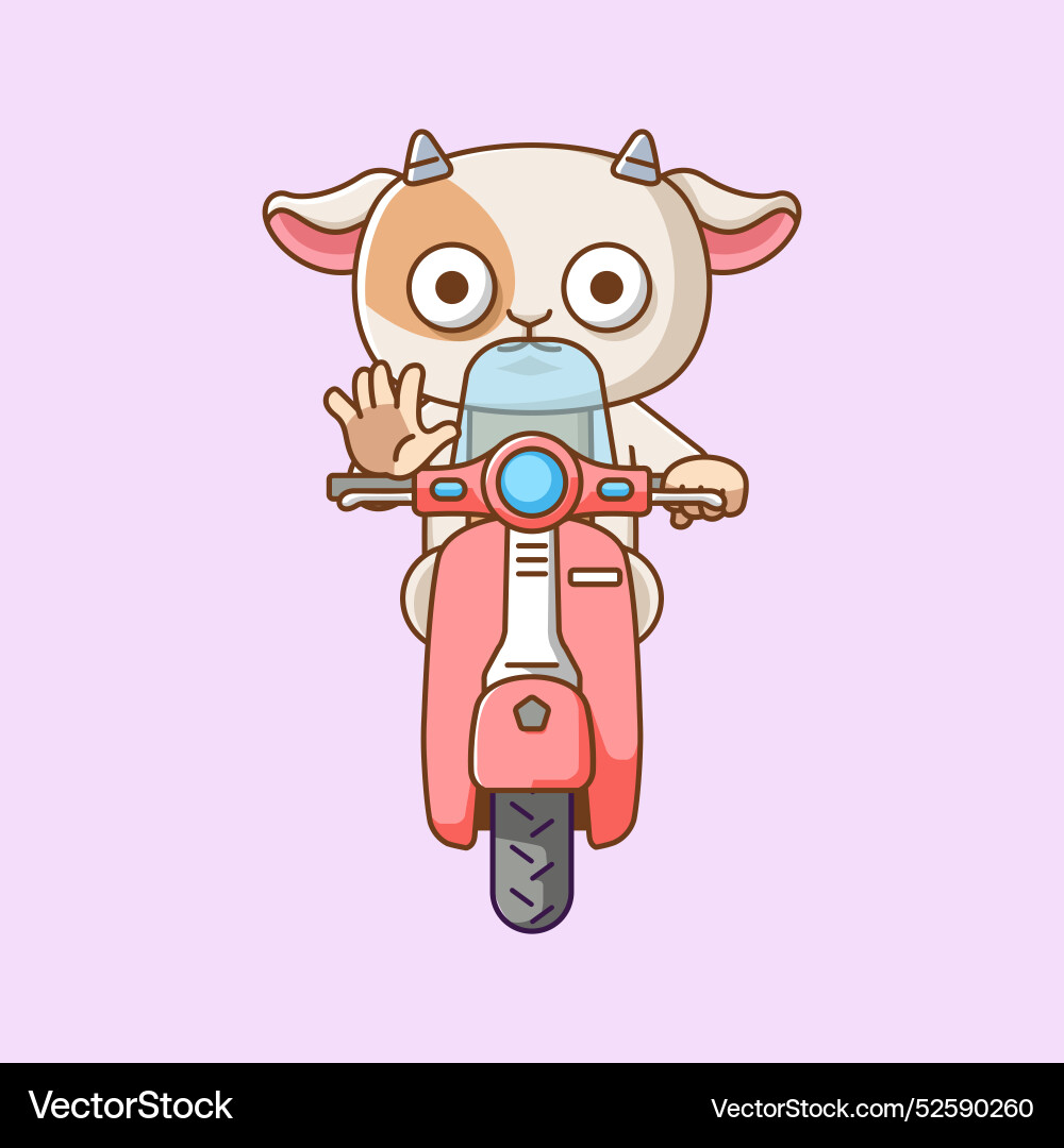 Cute goat riding scooter animal kawaii chibi Vector Image
