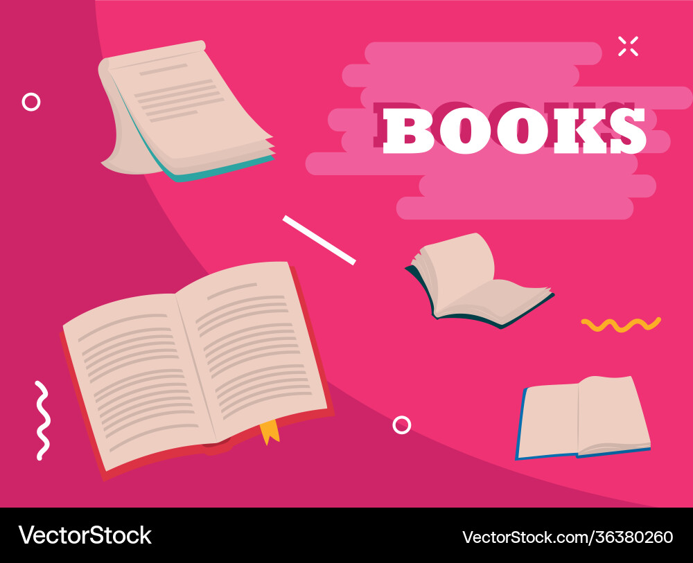 Education books on pink background design Vector Image