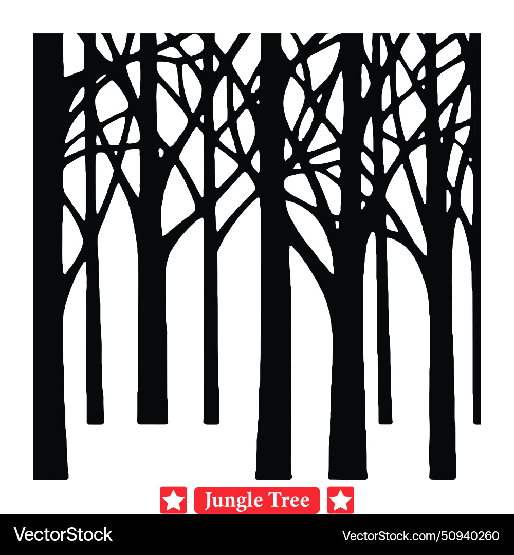 Enchanted jungle retreat authentic tree Royalty Free Vector