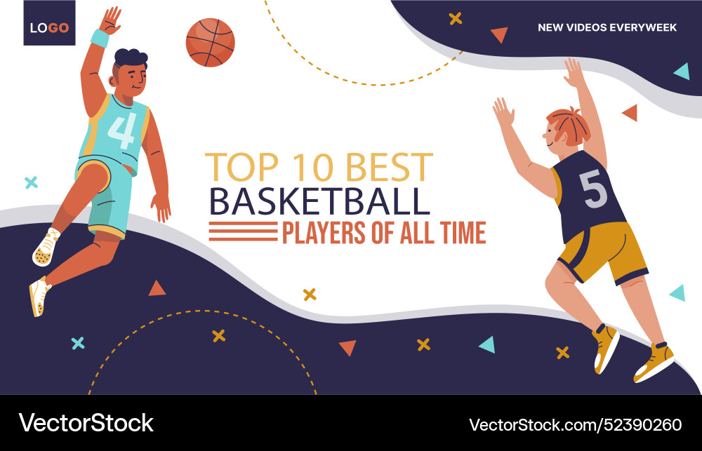 Flat basketball youtube thumbnail Royalty Free Vector Image