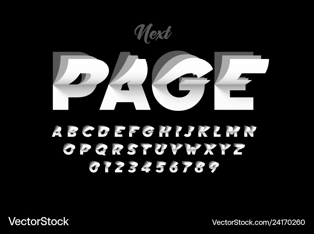 Flip page style modern font alphabet letters Vector Image