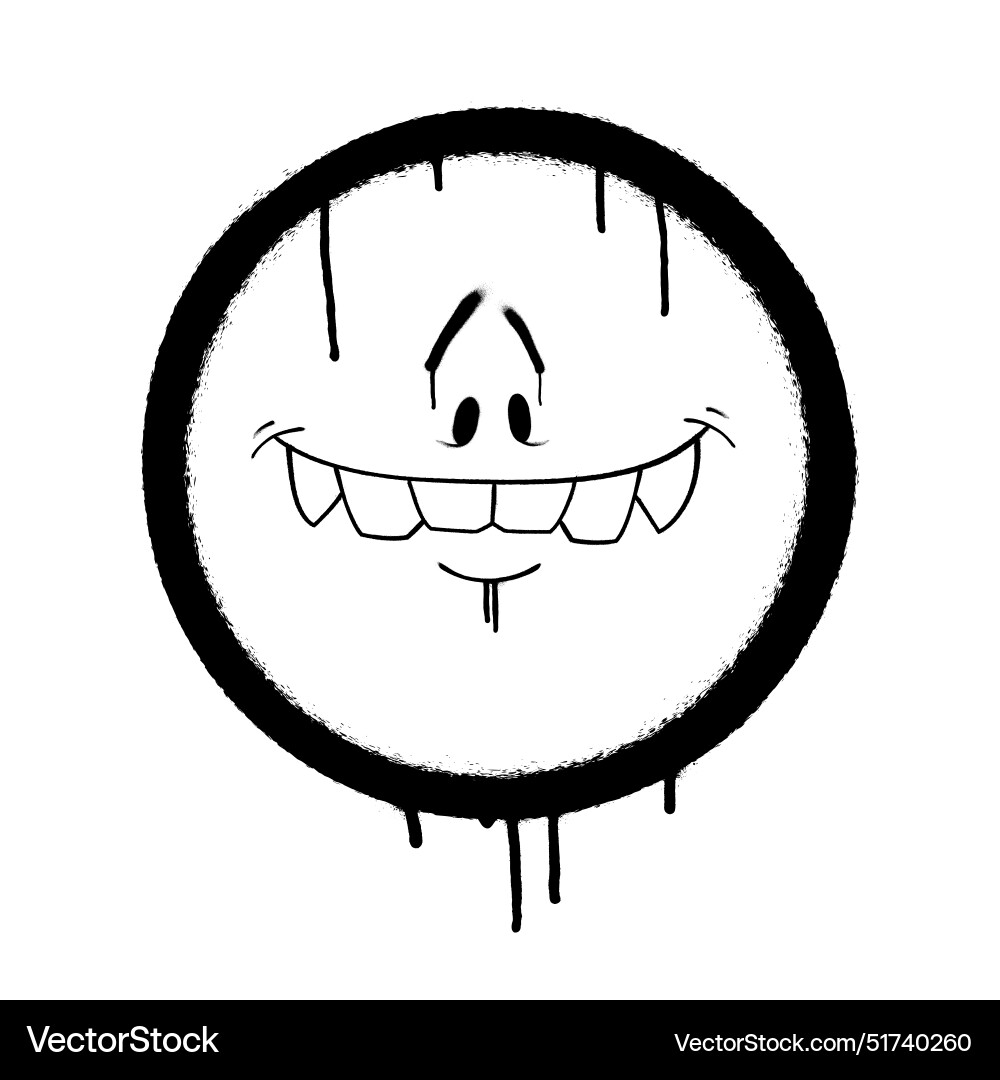 Graffiti emoticon smiling face painted Royalty Free Vector