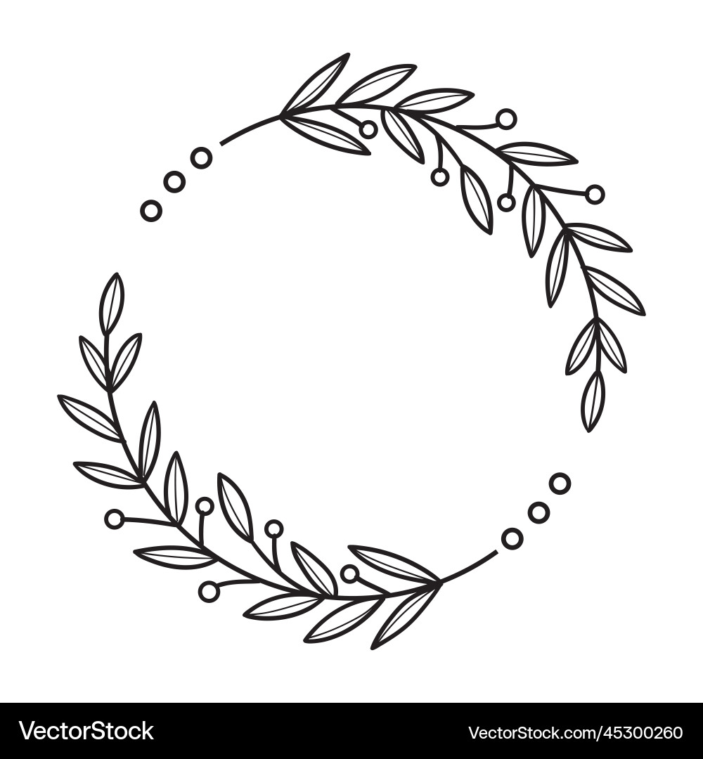 Isolated circle floral frame line art Royalty Free Vector