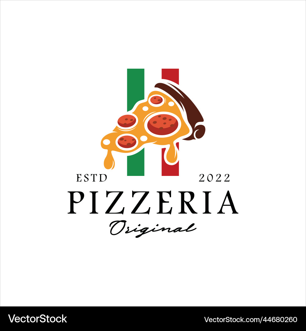 Italian pizza restaurant design logo Royalty Free Vector