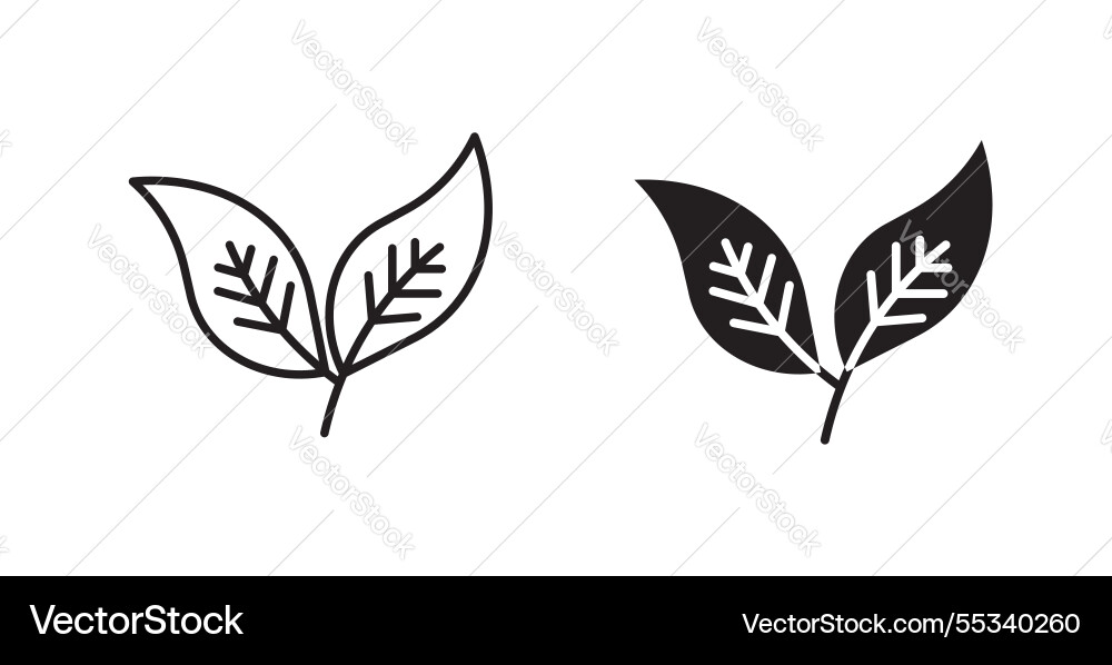 Leaf filled and outlined icons on white background