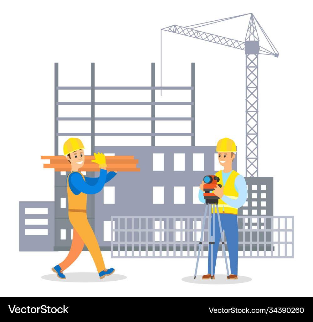 Male builder in uniform and hard hat communicating