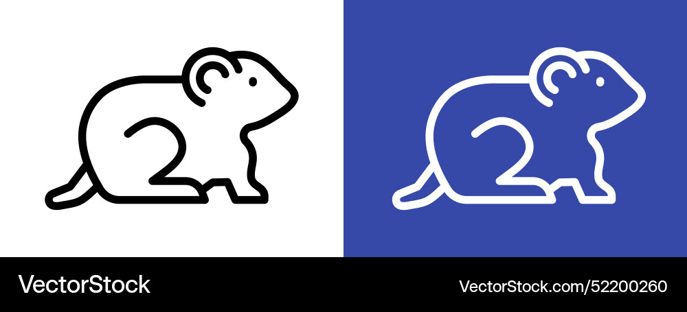 Mouse animal icon logo sign set outline Royalty Free Vector