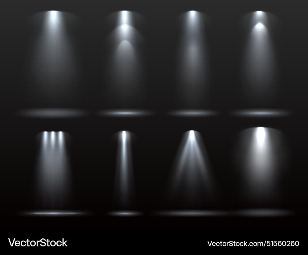 Realistic flashlight rays different shapes Vector Image