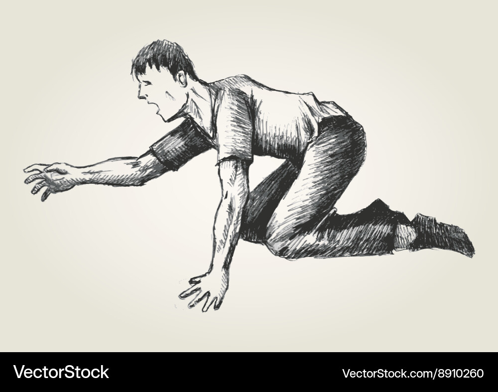 Sketch of a man crawling Royalty Free Vector Image