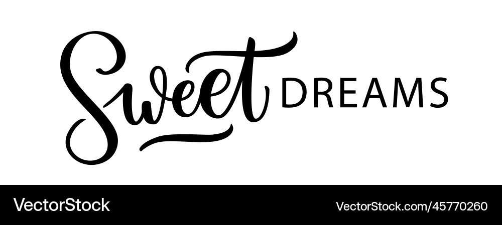 Sweet dreams good night cute script word Vector Image