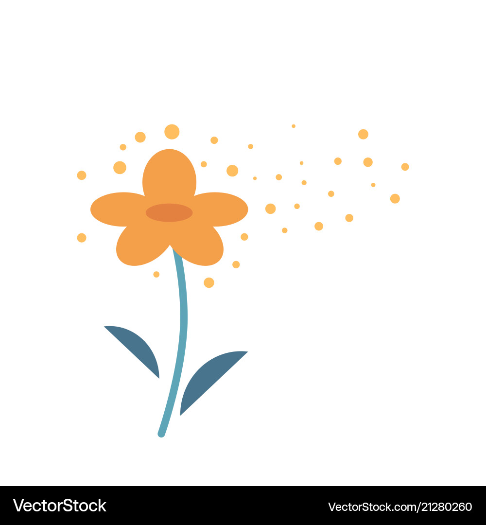 Yellow flower producing pollen in atmosphere Vector Image