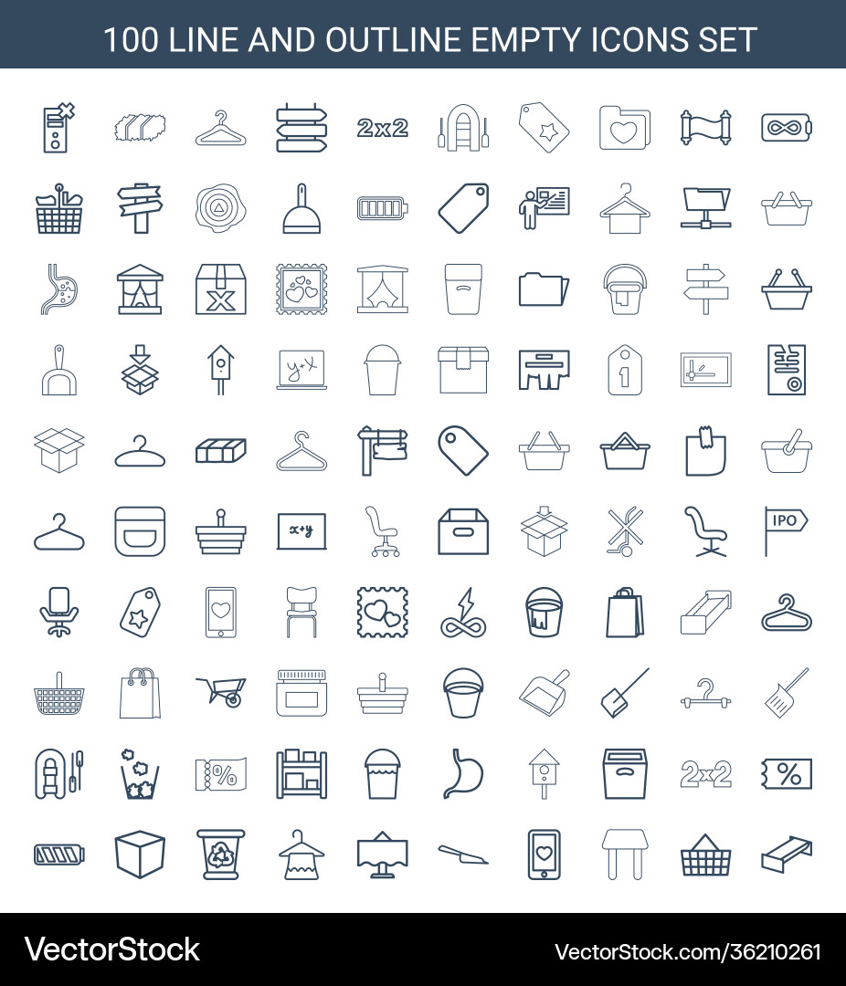 100 empty icons Royalty Free Vector Image - VectorStock