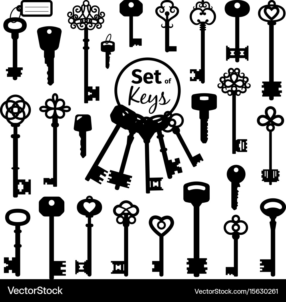 Antique Key Set - Victorian Style Royalty Free Vector Image
