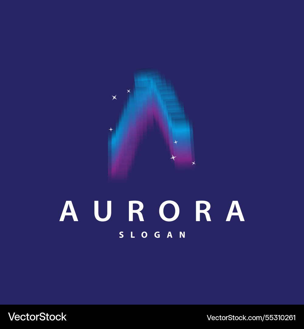 Aurora light wave sky view logo simple abstract Vector Image