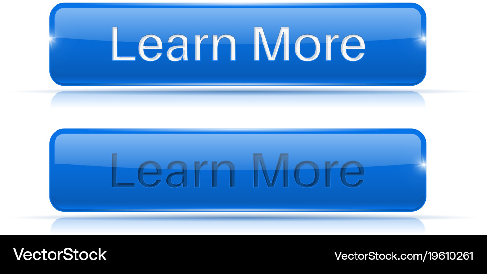 Blue button learn more active and normal Vector Image