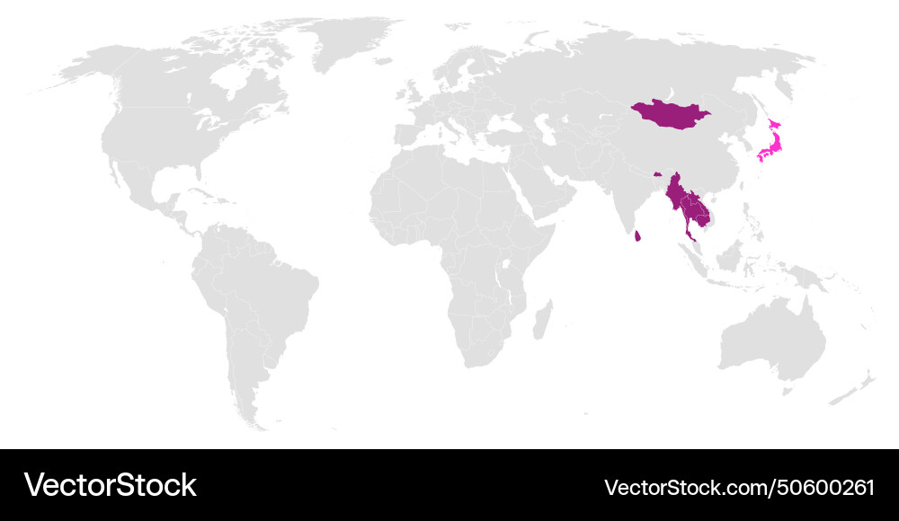 Buddhism distribution map of the world Royalty Free Vector
