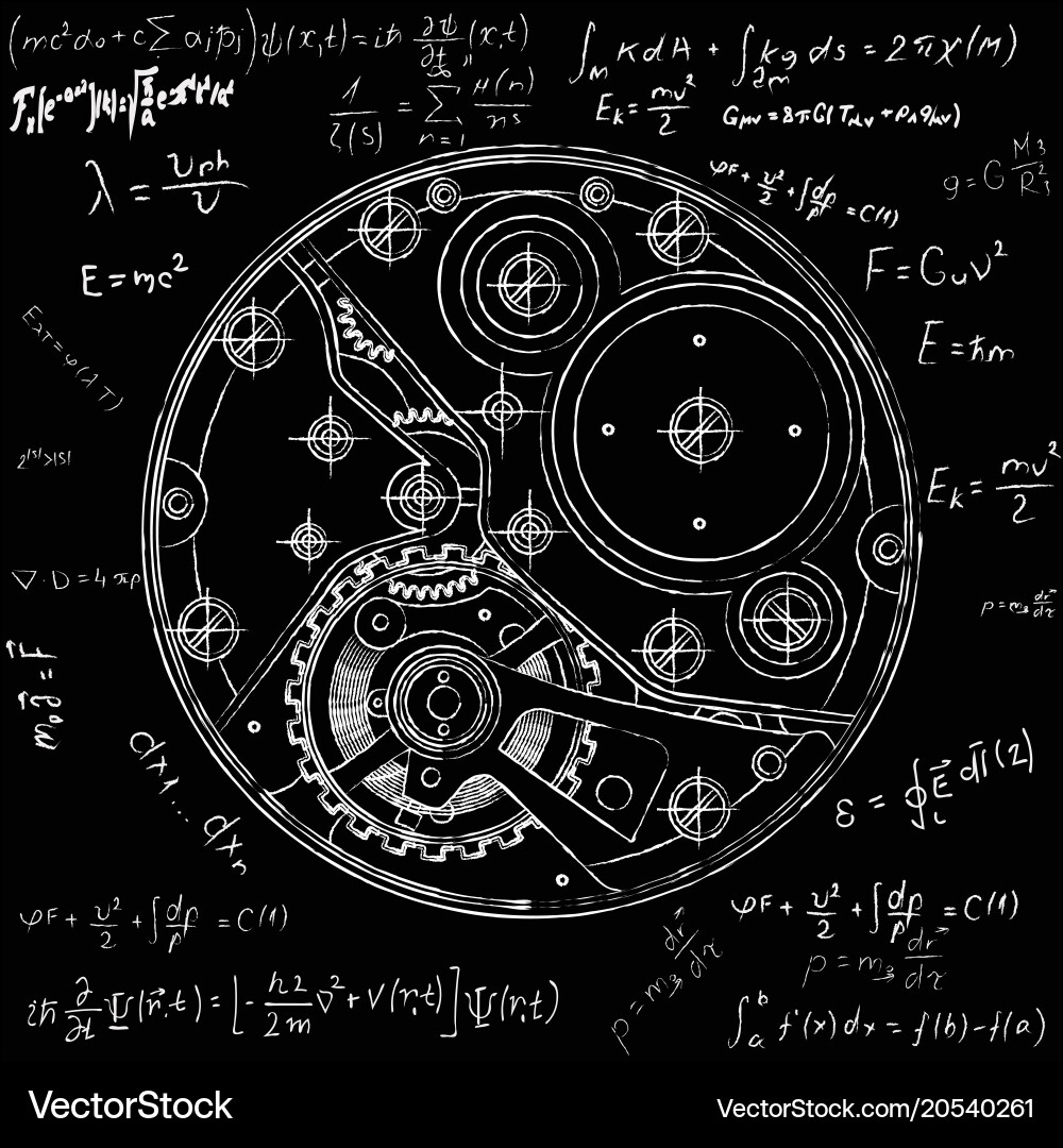 Complex Gear Mechanism Blueprint Royalty Free Vector Image