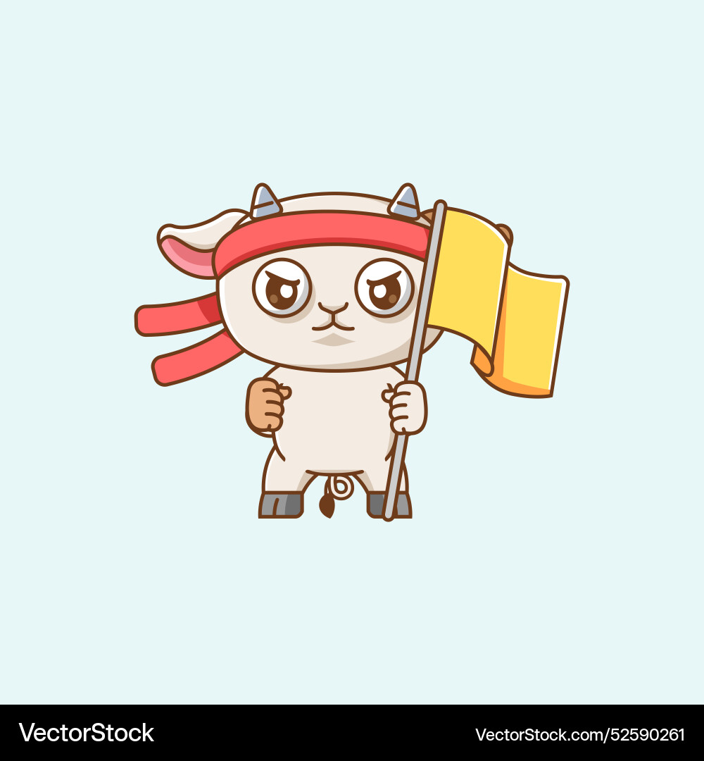 Cute goat shouting with the flag and headband Vector Image