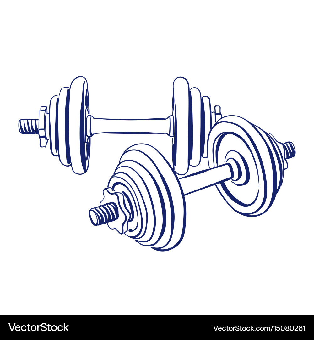 Dumbbells doodle drawing Royalty Free Vector Image